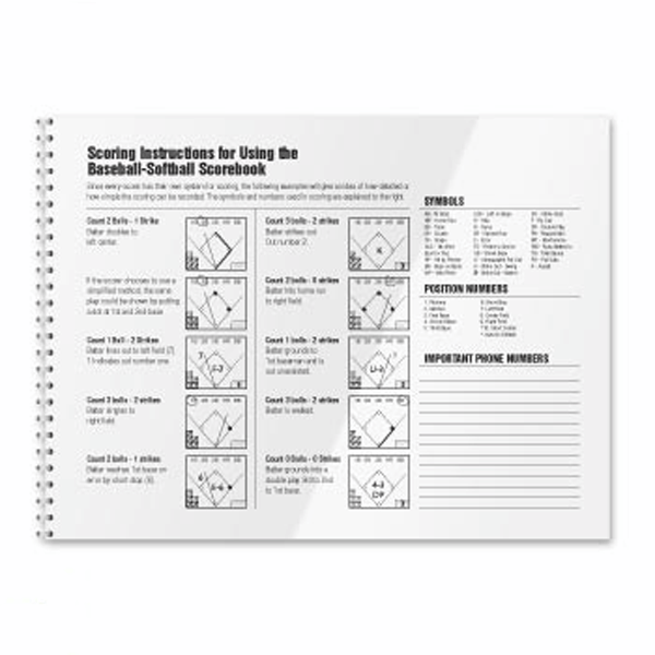 Baseball Score Book Baseball Softball Scorebook, 68 Games, 12 Inning ...